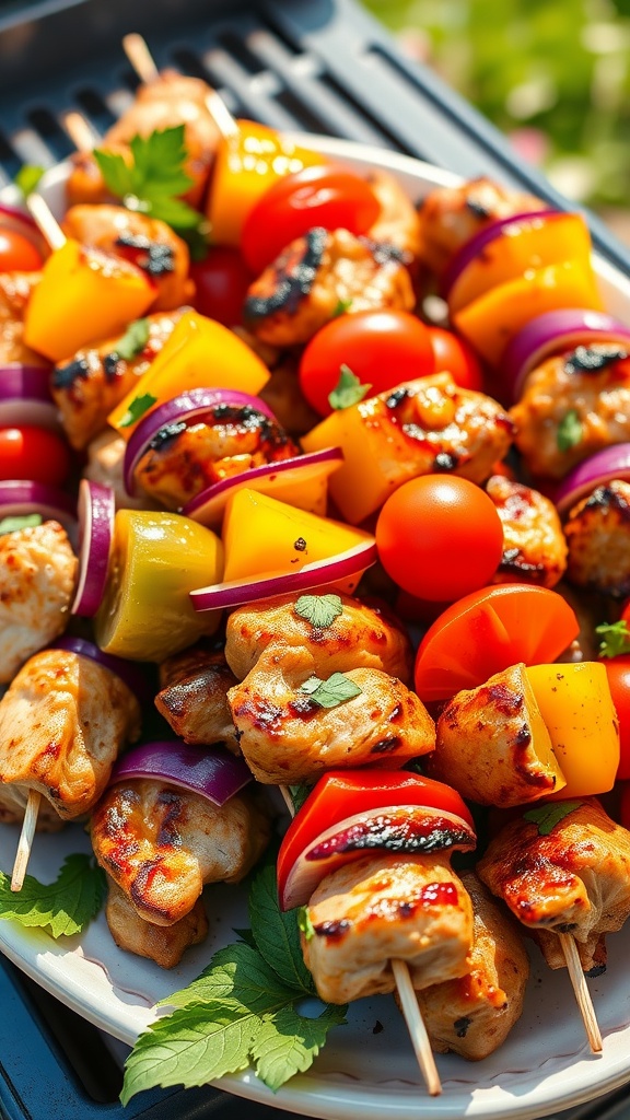 Grilled Chicken Kabobs with Colorful Vegetables